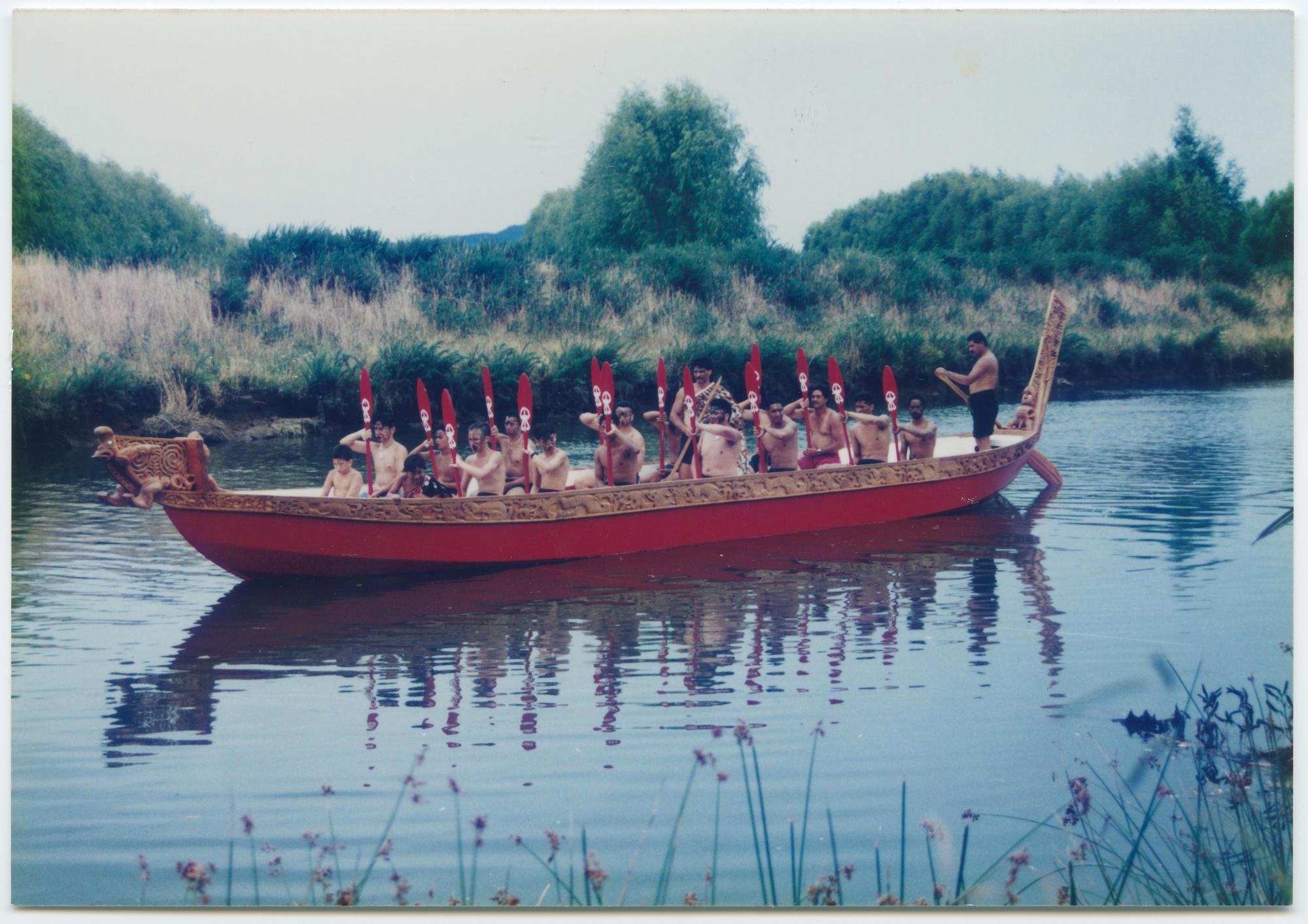 Print, Photographic, Waka on the Uretara River - Tauranga Heritage ...